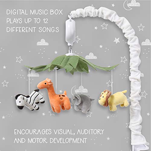 The Peanutshell Safari Animals Musical Crib Mobile for Baby Boys & Girls | Digital Music Box with 12 lullabiesā¦