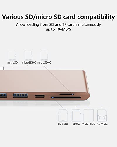 Purgo USB C Hub for MacBook Pro Air 13 15 inch M1 2022/2021-2018, MacBook Adapter with 4K HDMI, 100W PD, 40Gbps TB3 5K@60Hz, USB-C, 2 USB 3.0 and SD/Micro Card Readers