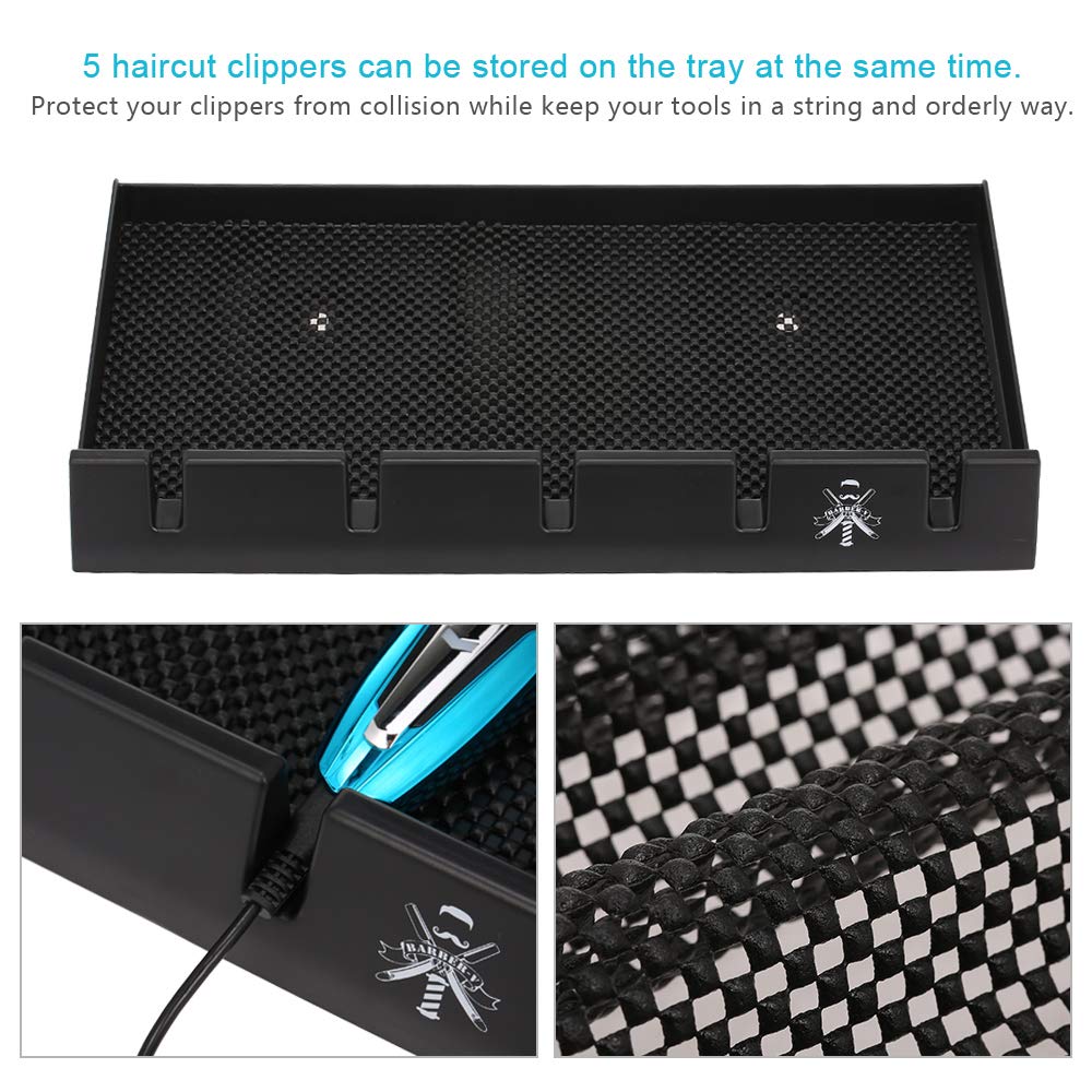 Barber Clipper Tray,Professional Anti-slip Heat Resistant Salon Clippers Organizer Razor Case with 5 Slots Hair Trimmer Holder