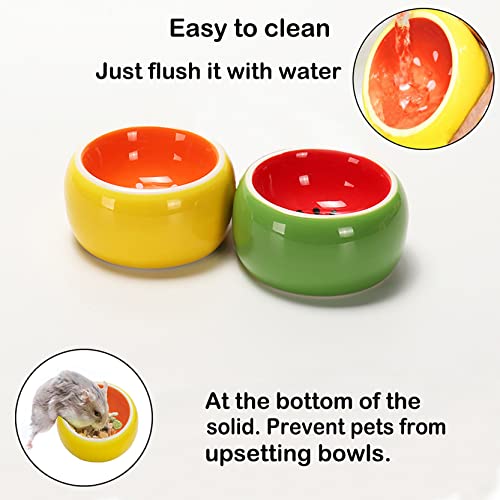 HERCOCCI Hamster Food Bowl, Ceramic - Rabbit Food Dish and Water Bowl for Bunny Guinea Pig Gerbil Ferret Syrian Hamster Chinchilla (2 Pack)