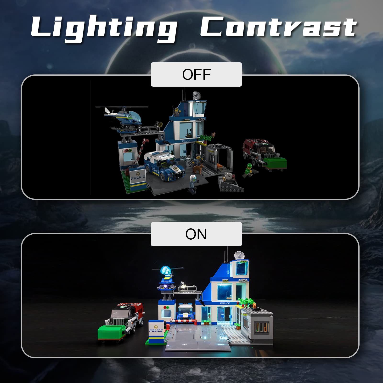 Bourvill LED Lights Kit for City Police Station 60316 - Lights Set Compatible with Lego 60316 Set -Classic Version (Lights Kit without Model)