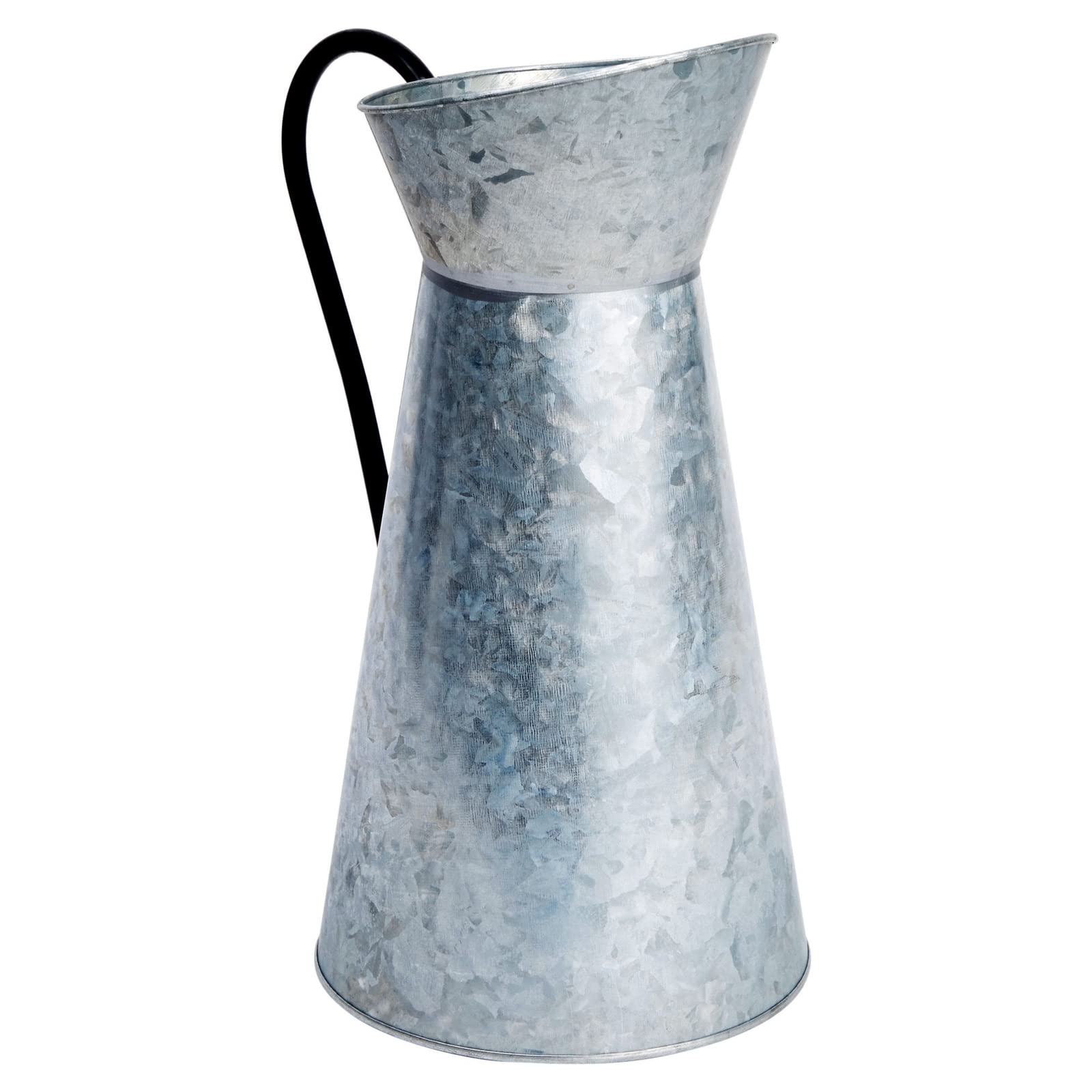 Juvale Rustic-Style Galvanized Vase with Handle, Metal Flower Vase for Farmhouse-Style Home Decor, Table Centerpieces, & Decorative Flowers Arrangements - Vase 12 Inch Tall - Metal Pitcher Vase