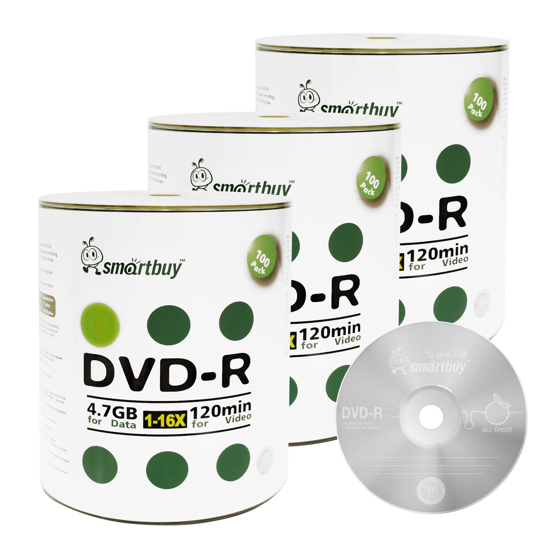 Smart Buy 300 Pack DVD-R 4.7gb 16x Logo Blank Data Video Movie Recordable Disc, 300 Disc 300pk