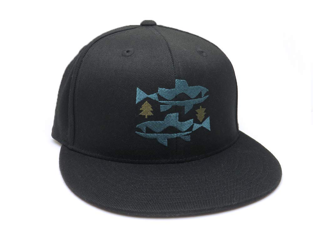 Black Lantern Hats for Women & Men - Trendy Mens Snapback, Trucker & Baseball Caps - Trout & Trees - Adjustable & Fitted - Embroidered Graphic Golf Cap, Dad Hat, Outdoor Aesthetic Headwear