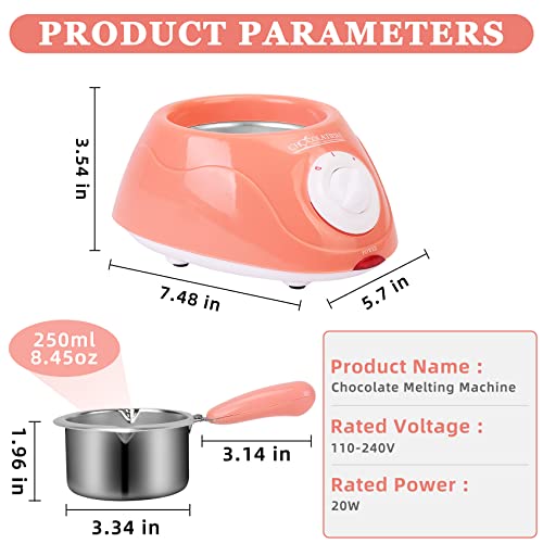 Outamateur Upgraded Melting Fondue Set,MINI Electric Chocolate Melting Pot,Chocolate Fondue Fountain,Warmer Machine for Milk Chocolate,Cheese,Butter,Candy (Pink)