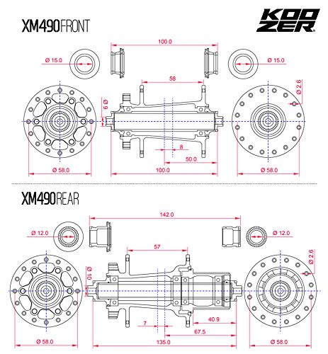 BestPartsCom KOOZER XM490 32 Hole Hub Full Aluminum Ultralight MTB Mountain Bike Disc Brake Hub Quick Release(qr) Front Hub 9x100mm Gold for Shimano 8-11speed & SRAM 8-10speed