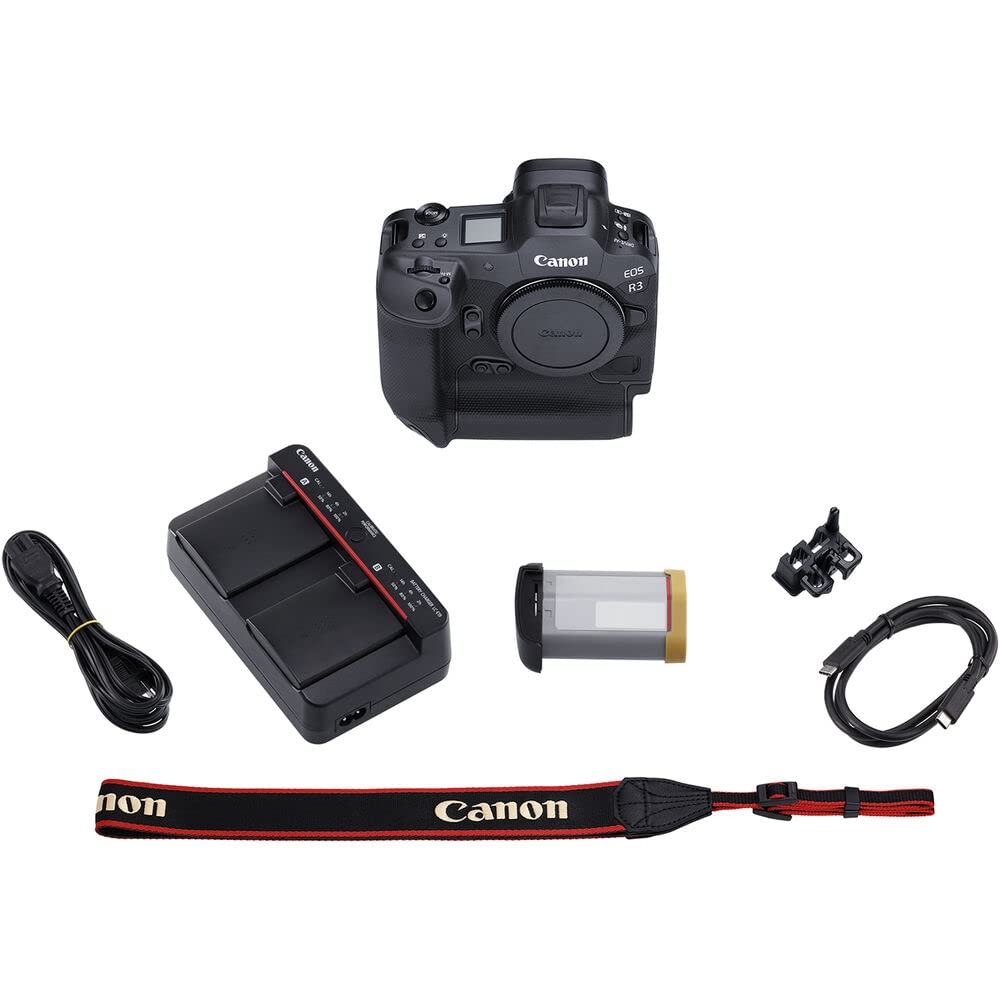 Canon EOS R3 Mirrorless Camera (4895C002) + Sony 64GB Tough SD Card + Card Reader + Corel Photo Software + HDMI Cable + Case + Flex Tripod + Hand Strap + Cap Keeper + Memory Wallet + More (Renewed)