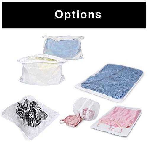 Smart Design Delicates Wash Bag with Safety Zipper - Set of 2 - Washer and Dryer Safe - Mesh Polyester Material - Delicates, Lingerie, and Baby Clothes - 18 x 15 Inch - White