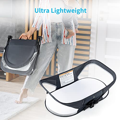 Sporary Travel Bassinet Portable Bassinet,Portable Travel Crib Infant Travel Bed with Mosquito Net and Canopy,Lightweight and Foldable