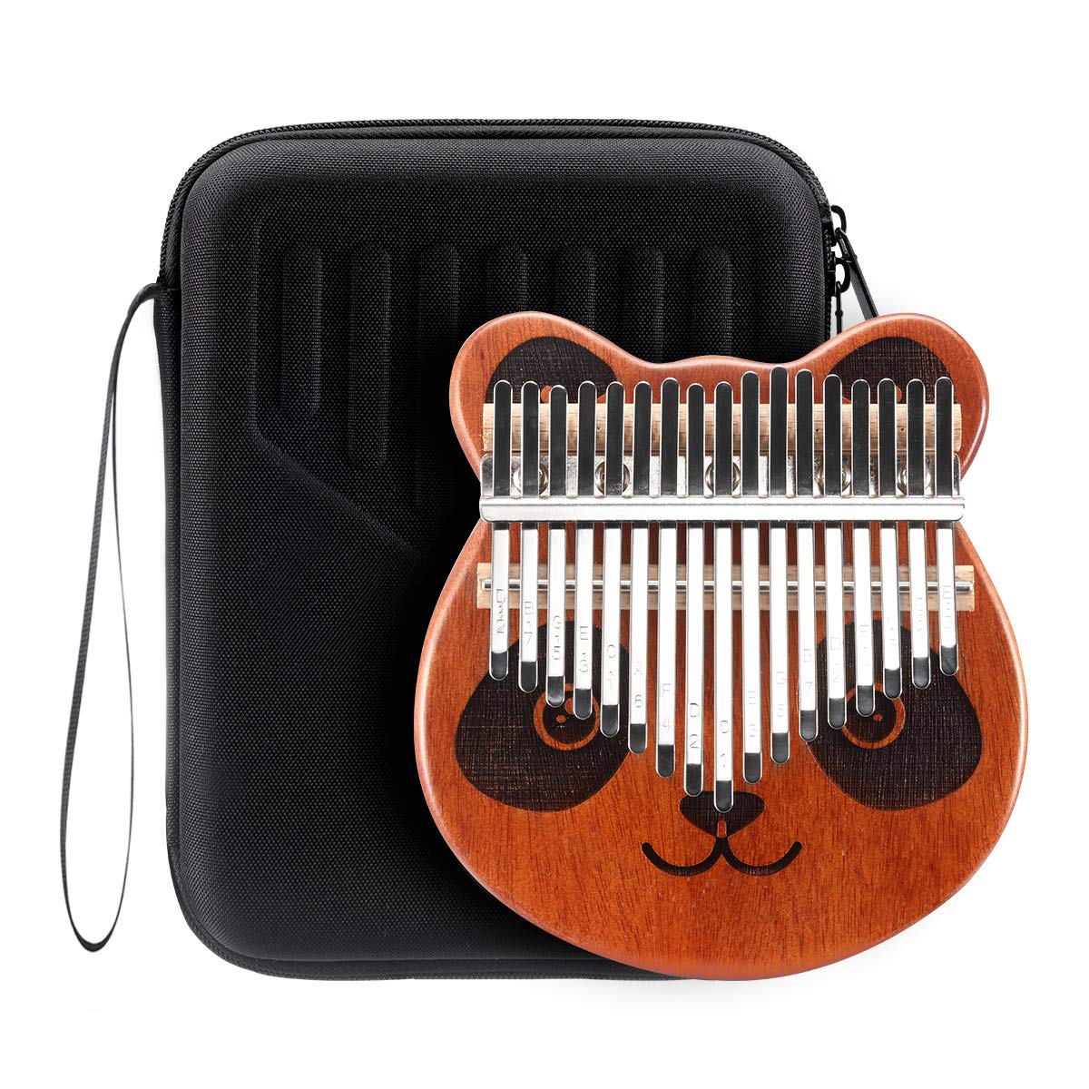 JeuRon 17 Keys Mahogany Kalimba Thumb Piano Finger Instrument With Portable Case Turning Hammer Study Instruction,Gift for Kids Adult Beginners and Professionals (OWL)