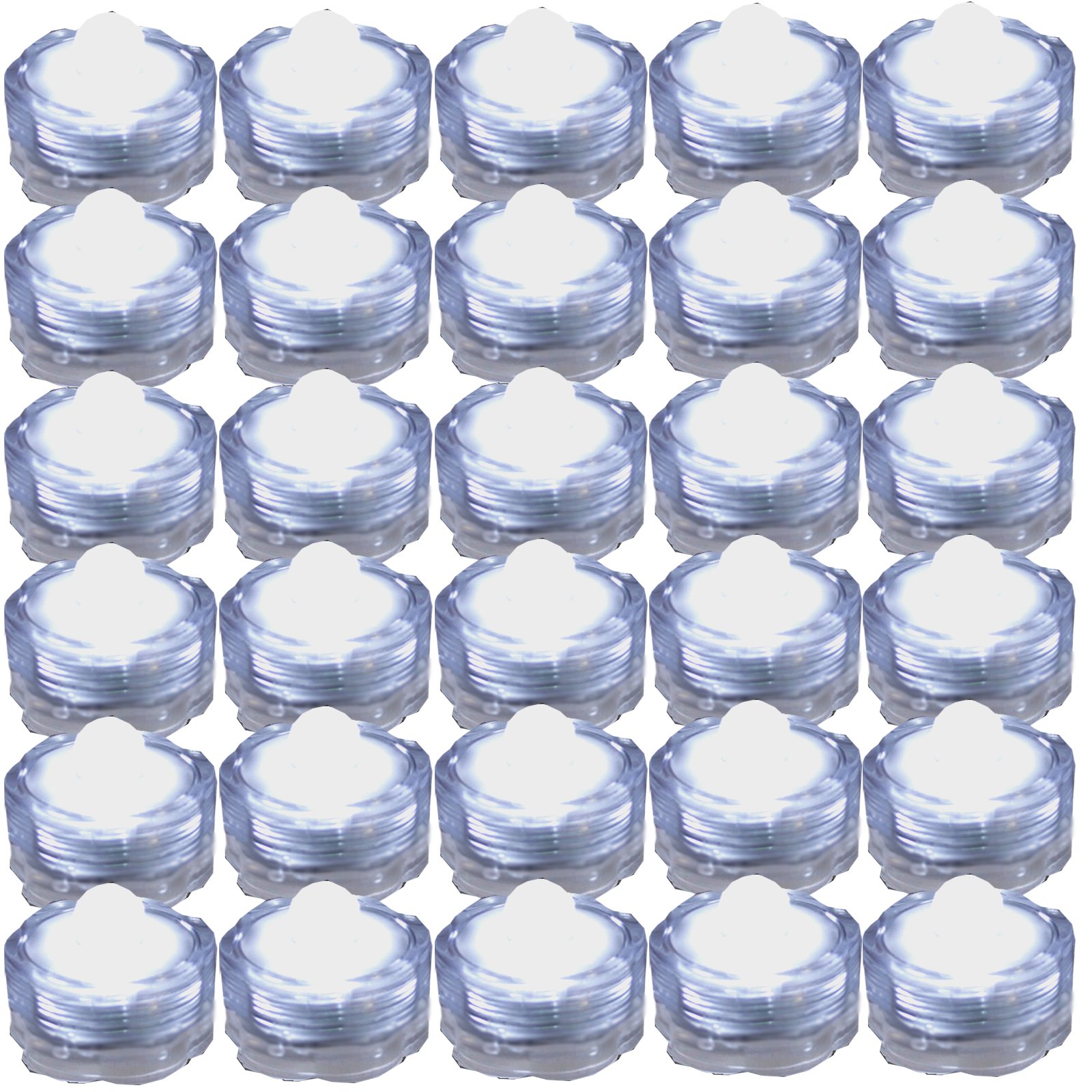 JYtrend Bright LED Floral Tea Light Vase Submersible Lights for Party Wedding (White, 30 Pack)