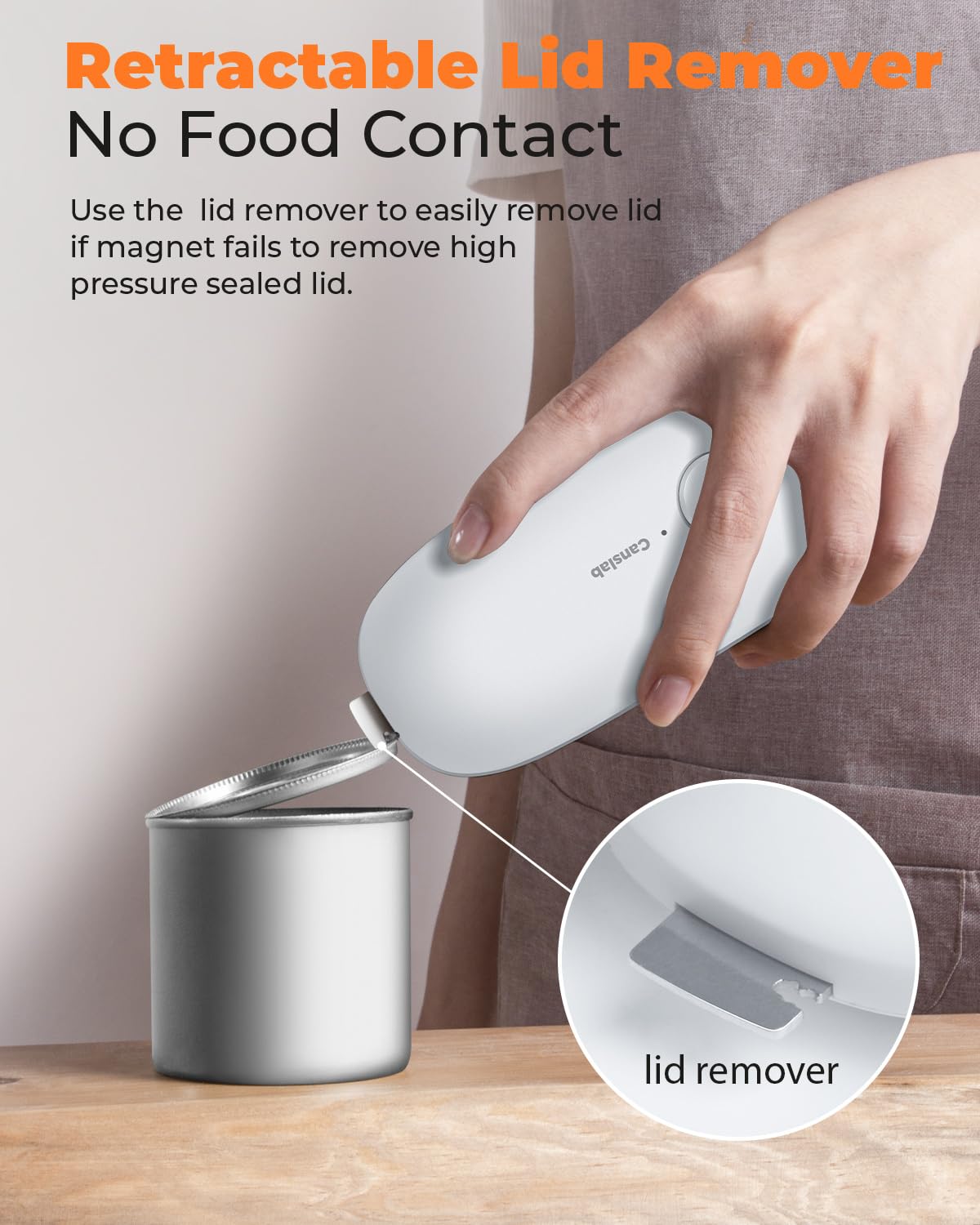 Canslab Ultrablade Series- Rechargeable Electric Can Openers For Kitchen For Seniors With Arthritis- Automatic Can Opener For Any Size Cans - Smooth Edge, Hands Free, Small Side Cut Can Opener, White