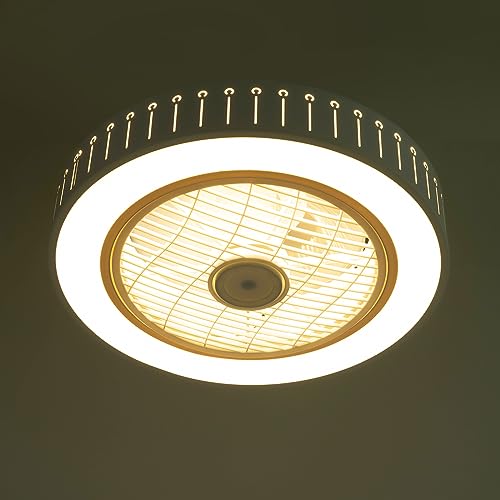 Ceiling Fan Light, Remote Control LED Lamp, Intdoor Round Dimmable 6 Wind Speeds Ceiling Fan with 5 Blades for Living Room, Dining Room, Foyer, Cottage, Bedroom, Dining Room, Study