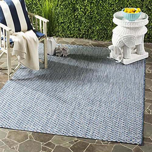 SAFAVIEH Courtyard Collection 5'3" x 7'7" Blue/Light Grey CY8653 Indoor/ Outdoor Waterproof Easy-Cleaning Patio Backyard Mudroom Area-Rug