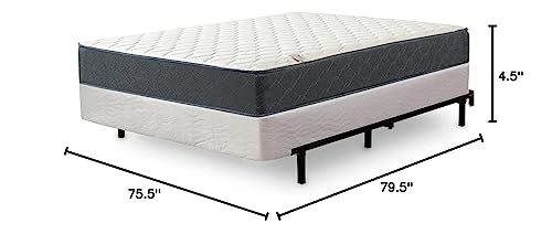 Spring Coil, 4.5-Inch Sturdy Box Spring for Mattress Support-Durable and Easy to Assemble Natural Wood Foundation for King, White
