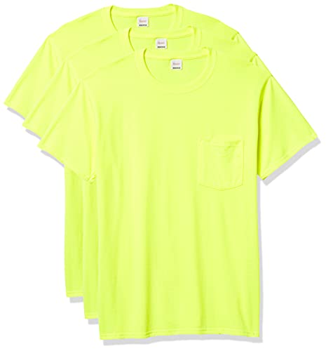 Hanes Men's Workwear Short Sleeve Tee (2-Pack), Safety Green, X Large