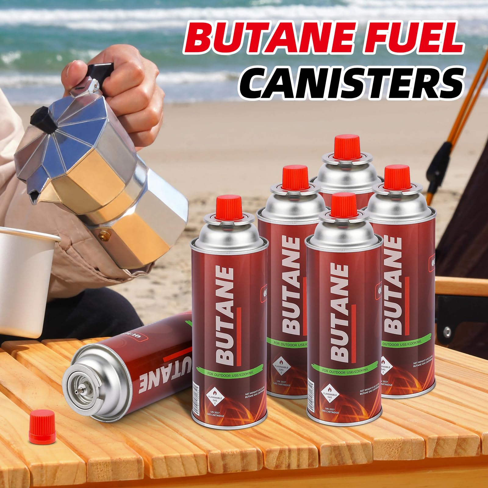 National Standard Butane Fuel Cylinders| 8oz Butane Canisters for Portable Stove | Butane Torch Replacement Canisters | Pack of 4