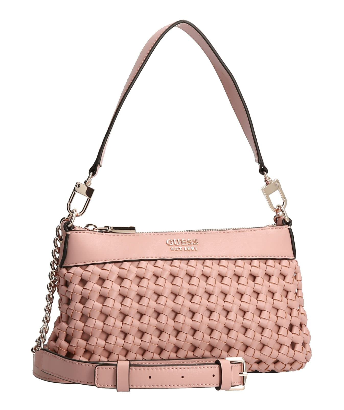 GUESS Sicilia Top Zip Shoulder Bag Pink One Size