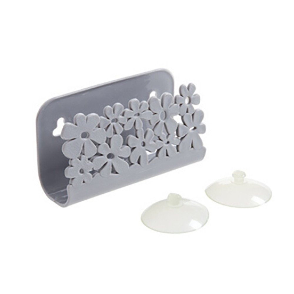 Kitchen Sink Storage Organizer- Small Holder for Sponges, Soaps, Scrubbers - Quick Drying Open Basket Design with Strong Suction Cups