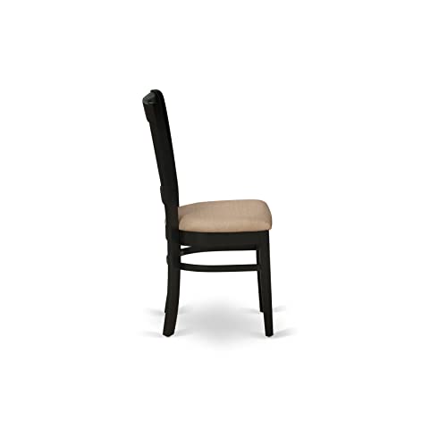 East West Furniture AMVA5-BCH-C 5 Piece Kitchen Table Set for 4 Includes a Round Dining Room Table with Pedestal and 4 Linen Fabric Upholstered Dining Chairs, 36x36 Inch, Black & Cherry