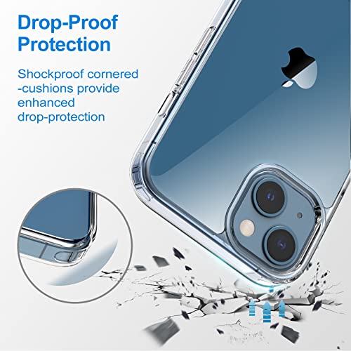 JETech Kickstand Case for iPhone 13, 6.1-Inch, Support Wireless Charging, Slim Shockproof Bumper Phone Cover, 3-Way Metal Stand (Clear)