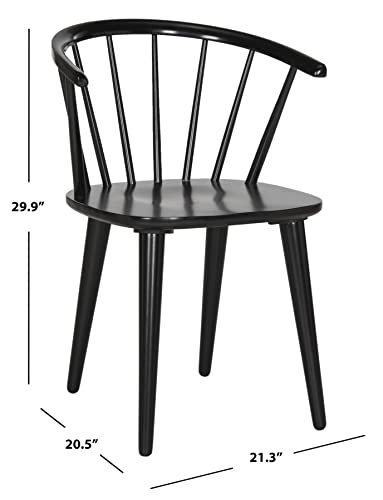 Safavieh Home Collection Blanchard Black Curved Spindle Side Chair, Wood, (Set of 2)