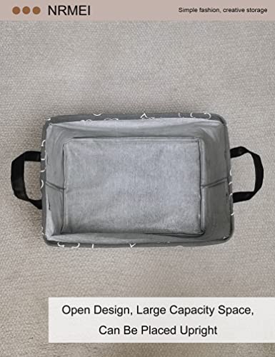 NRMEI Rectangle Storage Bin Toy Organizer Foldable Waterproof Coating Nursery Hamper for Living Room Bedroom and Clothes Toys(Rec Line Dinosaur)
