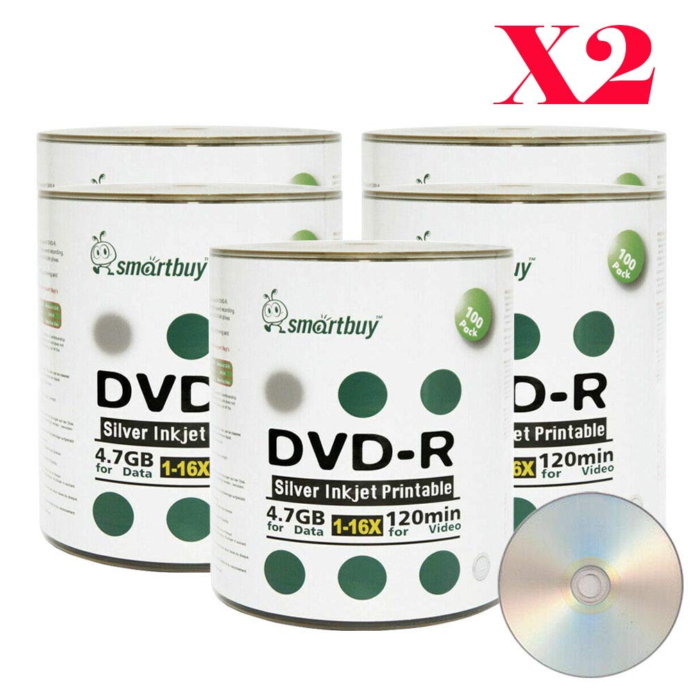 Smartbuy 1000-disc 4.7gb/120min 16x DVD-R Silver Inkjet Hub Printable Blank Recordable Media Disc