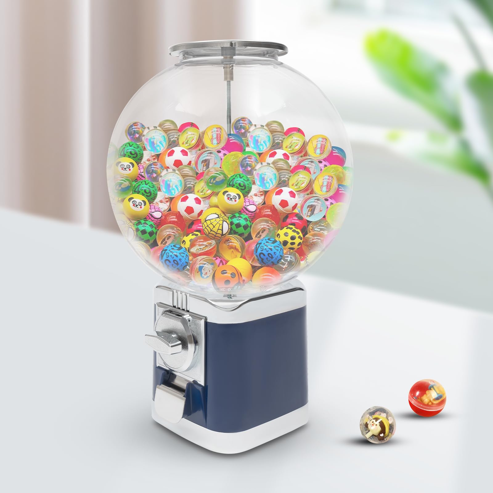 awolsrgiop Candy Dispenser Vending Machine, Candy Machine Gumball Machine Maker Big Bubble Candy Dispenser Machine Toy Vending Machine For Kids 1.26β Ball Bulk Vending Machines w/Key (Dark Blue)