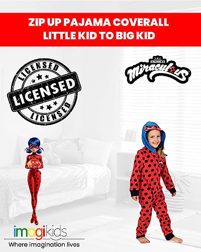 Miraculous Ladybug Little Girls Zip-Up Costume Onesie Pajama Coveralls Red 4-5