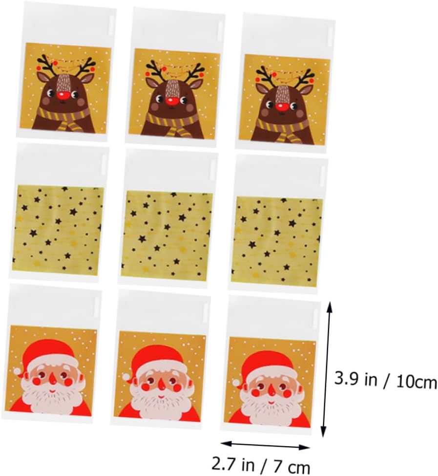 Cabilock 400pcs Baking Plastic Self-adhesive Bag Self Adhesive Biscuit Bag Christmas Treat Bags Cookie Gift Bags Plastic Packaging Bags Bake Bag Candy Bag Cookie Bag Elder or Baking Bag Red