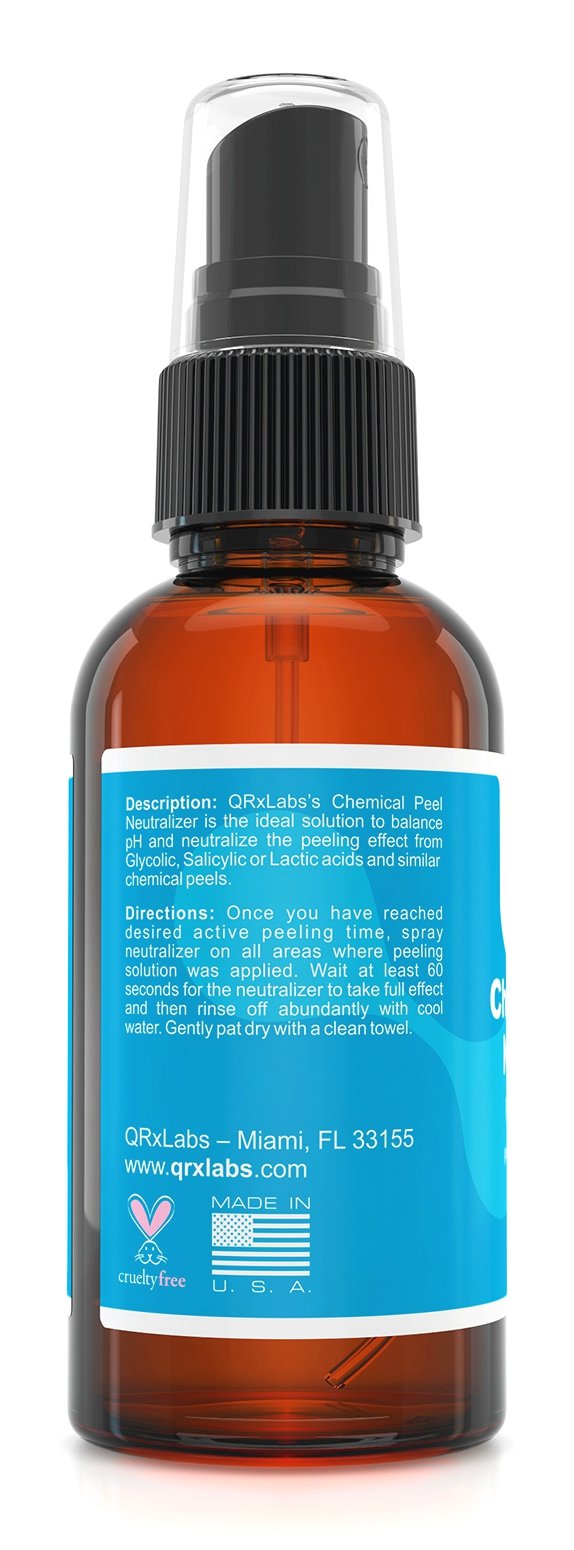 QRxLabs Chemical Peel Neutralizer - Skin pH Balancer for Salicylic, Lactic & Glycolic Acid - Post Peel Spray - 2 Fl Oz Face Neutralizer