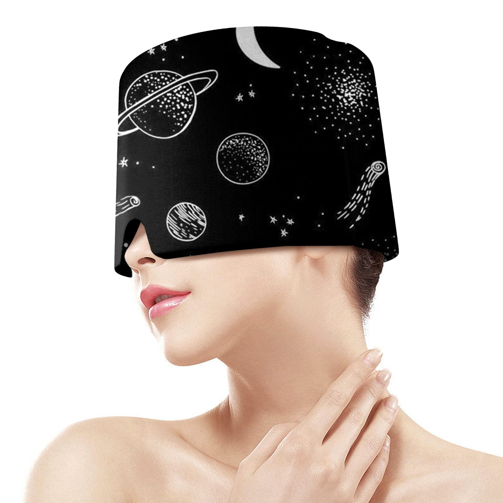 Briyard Migraine Relief Cap (400FF), Headache Relief Hat for Migraine Ice Head Wrap, Ice Pack for Headaches, Migrane Pain Relief Mask +Migraine Relaxation Clip Star Black