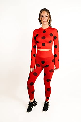 Miraculous Ladybug Womens Crop Top Active Cosplay - Seamless for Gym Workout, Exercise, Yoga, Running by MAXXIM Red Medium