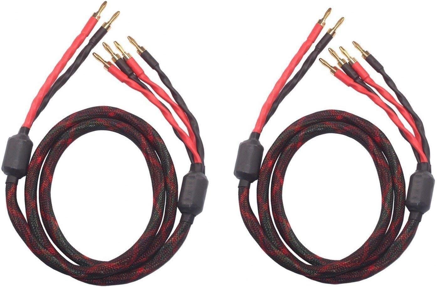 k4B-2B Bi-Wire Speaker Cable (2 Banana Plugs - 4 Banana Plugs), 1pair Set (Total 12banana Plugs), k4B-2B (3M(9.8ft))