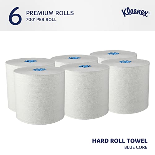 Kleenex® Hard Roll Paper Towels (25637), with Premium Absorbency Pockets™, for Blue Core Dispensers, White, (700'/Roll, 6 Rolls/Case, 4,200'/Case)