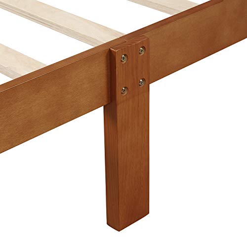 Harper & Bright Designs Wood Platform Bed Twin Bed Frame Mattress Foundation Sleigh Bed with Headboard/Footboard/Wood Slat Support - Oak