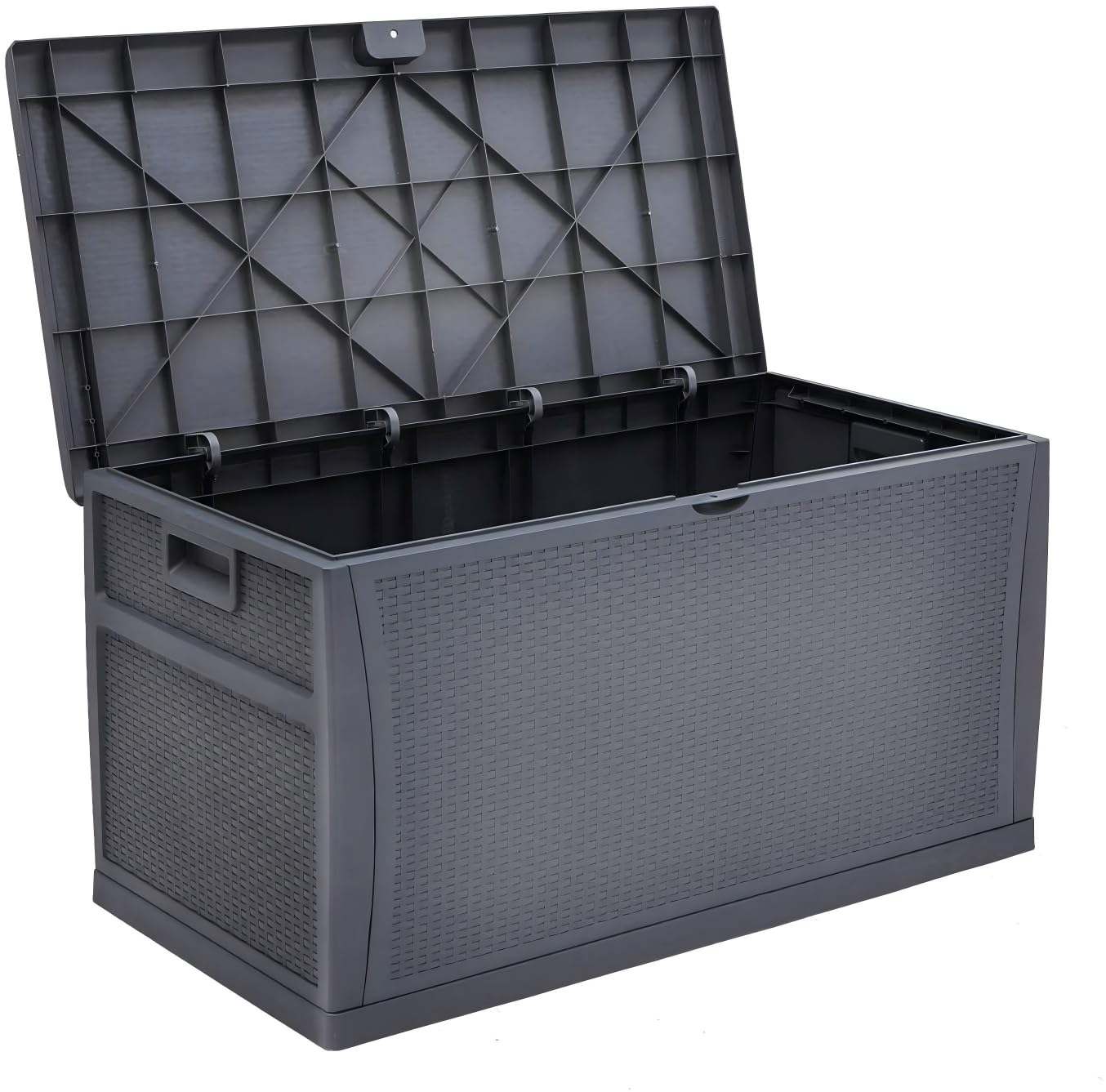 CrownLand 120 Gallon Outdoor Storage Deck Box Resin Container Weatherproof Box Patio Garden Furniture Storage Boxes,Grey,Gray