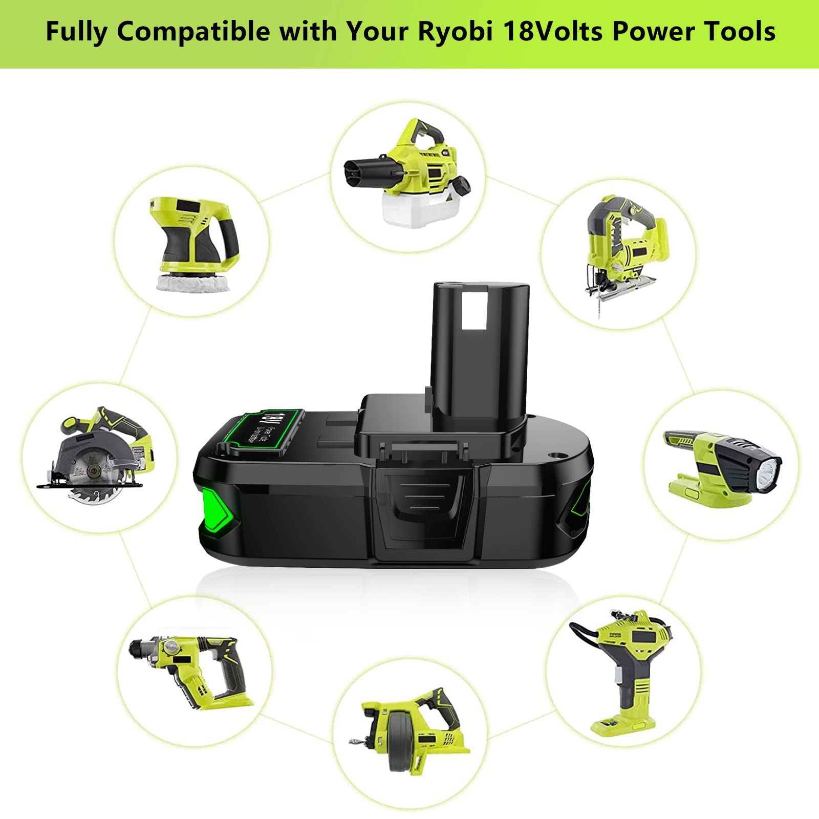 Boancell P108 18V 4.0Ah Lithium Battery Replacement for 18V Lithium Battery P102 P103 P105 P107 P108 P109 ONE+ Cordless Tool