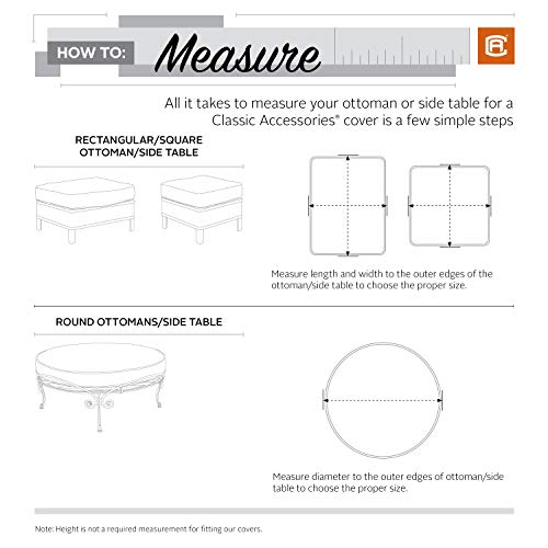 Classic Accessories Terrazzo Water-Resistant 30 Inch Round Ottoman/Coffee Table Cover, Outdoor Table Cover, Sand