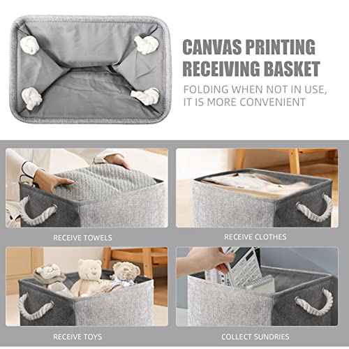MUBAIMY Organizing Fabric Storage Basket Box for Shelves, Nursery, Decorative Baskets(Solid Grey-2 Pack, Small-12.2 * 8.3 * 5.1inches)