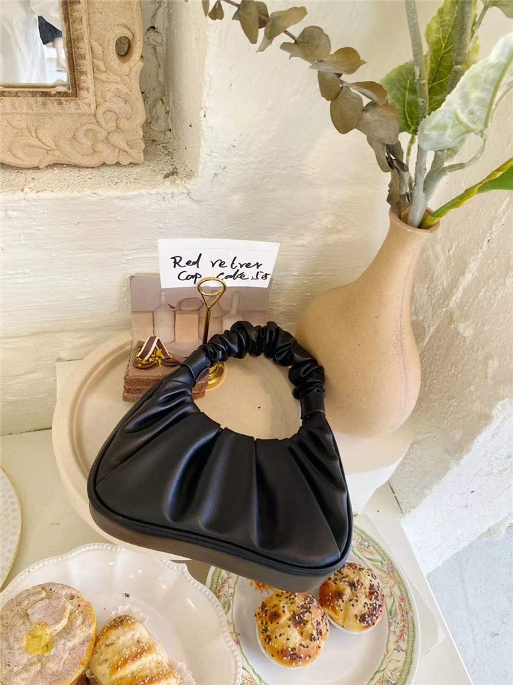 Purse Vintage Retro Shoulder Bag Vegan Leather 90s Rachel Bag Mini Purse Fashion Bag Chic… (Midnight Black)