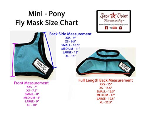 Star Point Mini-Pony Fly Mask (Large 39-45" Pony, Teal/Black Trim)