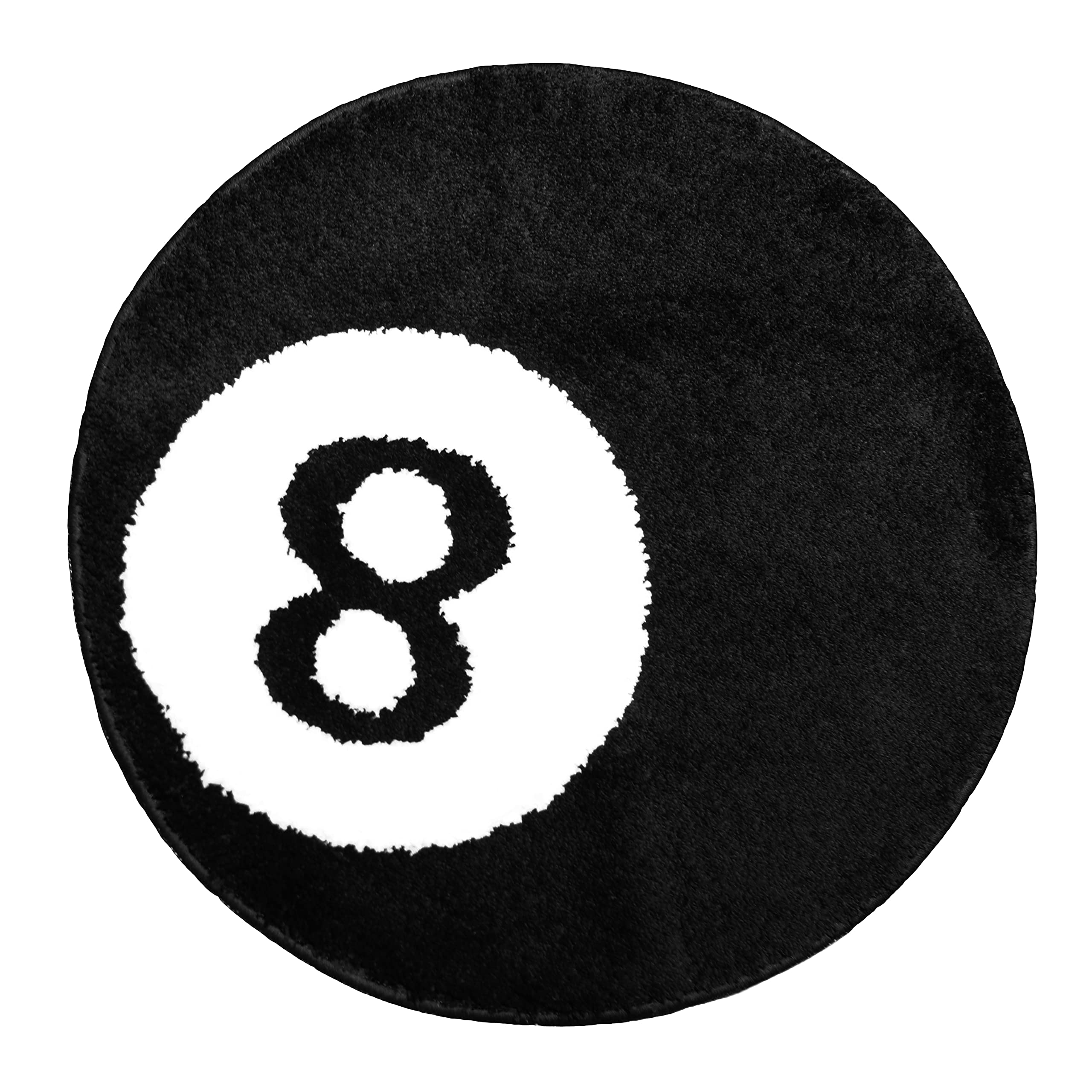 TURKUAZ LABEL 8 Ball Rug - 24 Inch White & Black Hypebeast Rug - Cool Rugs and Aesthetic Rugs for Bedroom & Living Room - Y2K Rug for Y2K Room Decor