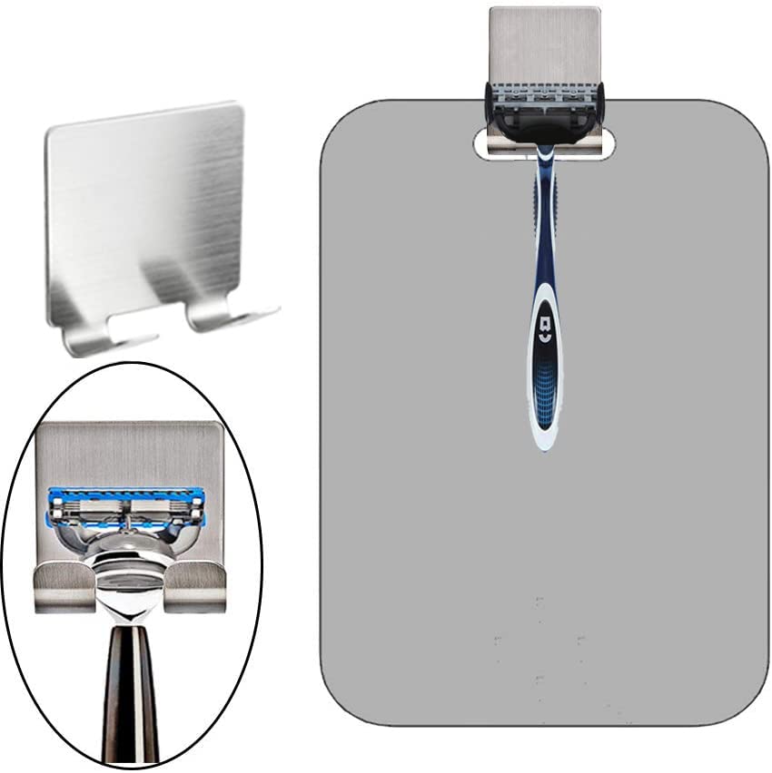 Funerom 7.1x9.9 inch Fogless Bathroom Shaving Mirror Includes 2 Adhesive Hooks 1 Anti-Fog Film Anit-Fog Shower Mirror Frameless Portable Square
