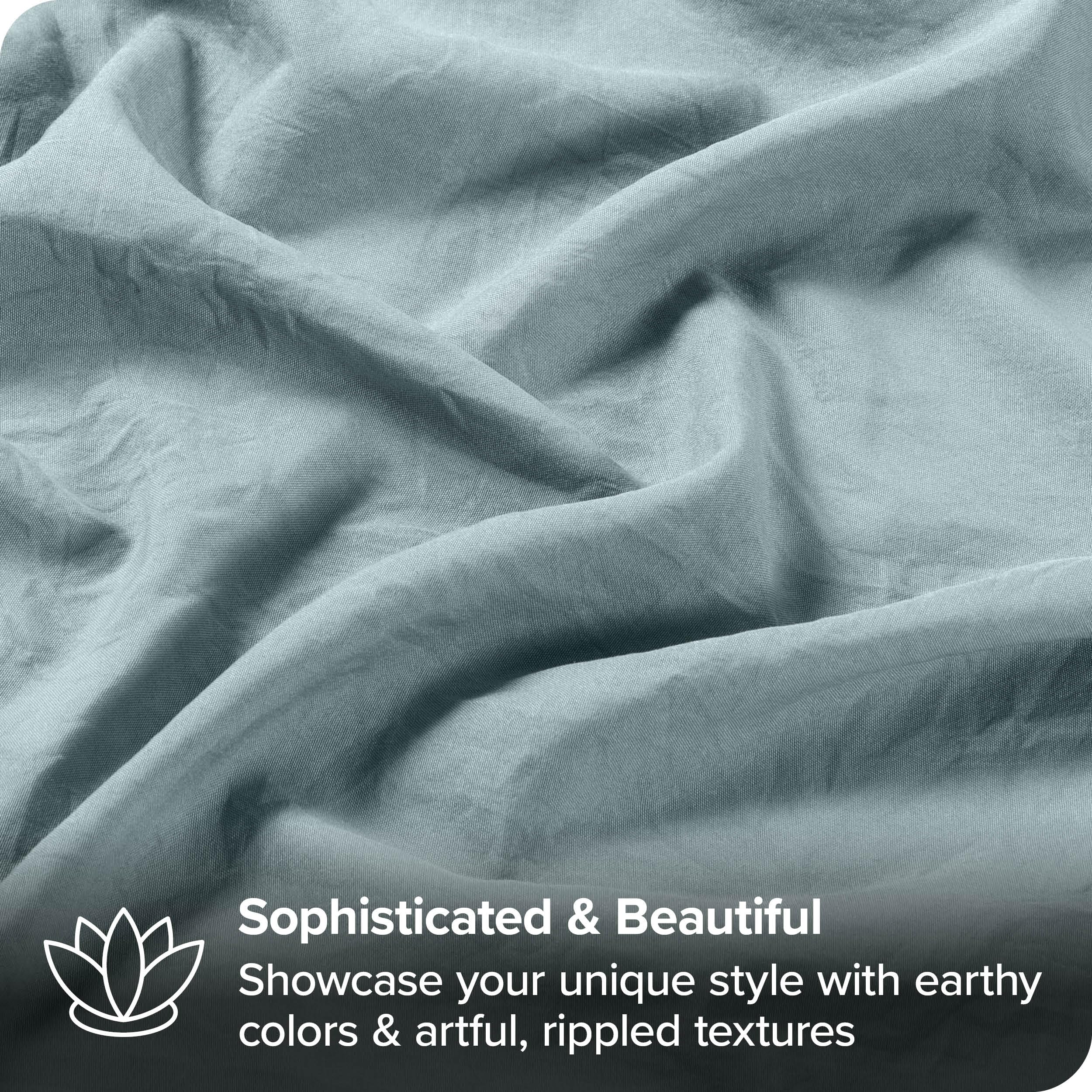 Bare Home Washed Full Sheet Set - Premium 1800 Ultra-Soft Microfiber Bed Sheets - Double Brushed - Hypoallergenic - Stain Resistant (Full, Washed Slate)