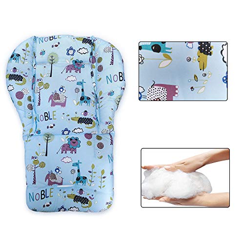 Kocpudu High Chair Cushion, Baby High Chair Cushion, Pad for High Chair, Soft and Comfortable, Lightweight and Breathable,Making The Baby More Comfortable (Jungle Animal Pattern on Blue Background)