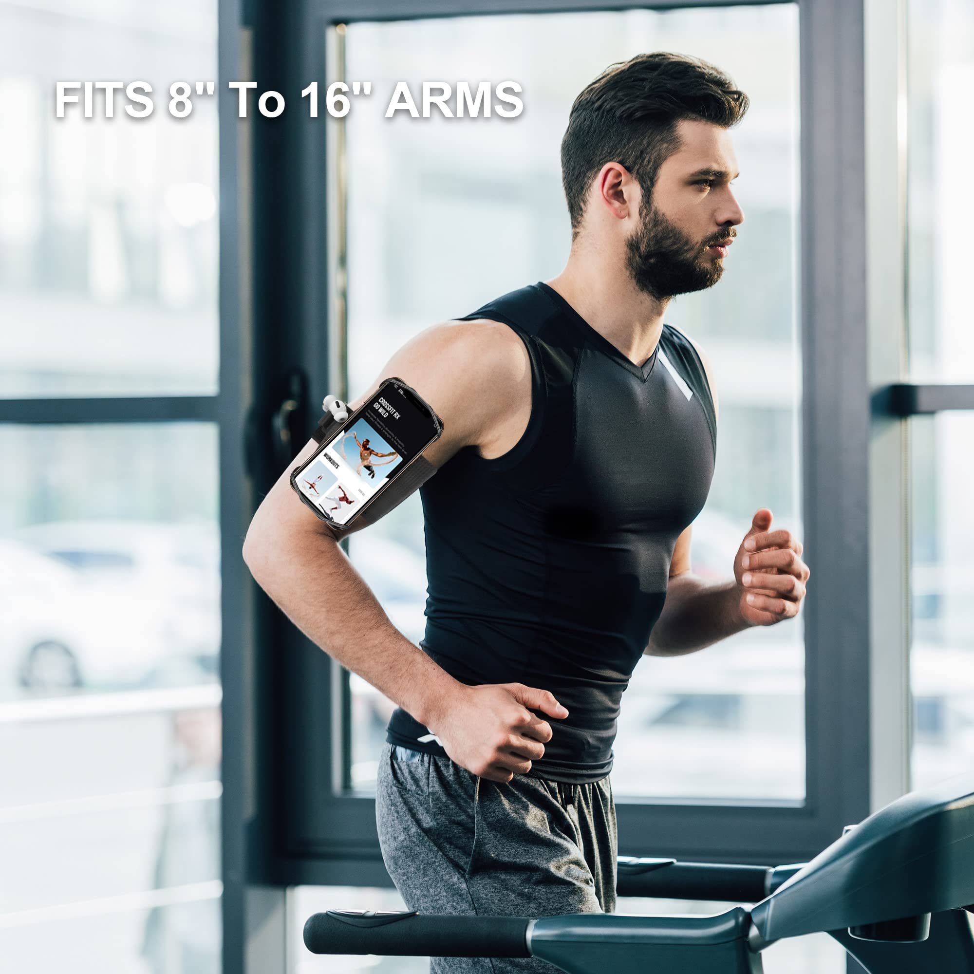 Aussumy Phone Holder for Running Armband :with Airpods Pro Holder & 360° Rotatable Arm Band Cell Case for iPhone 14 13 12 11 Pro Max Mini Plus Samsung Galaxy Note S22 Pixel for Workout Exercise Sport