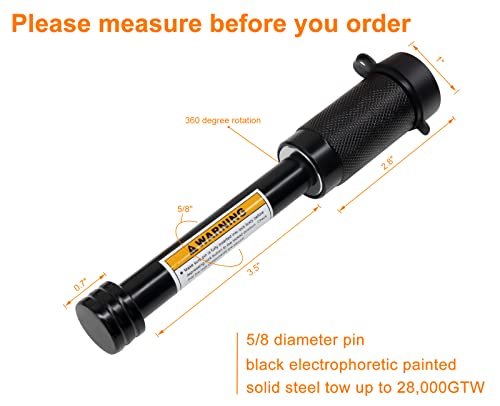Hitch Lock, A-COMB Heavy Duty Trailer Hitch Pin Lock, 5/8" Dia and 3-1/2" Long Trailer Receiver Towing Hitch Locking Pin, for Bike Racks Truck Boat, for Class III IV 2", 2-1/2" and 3" Receiver, Black