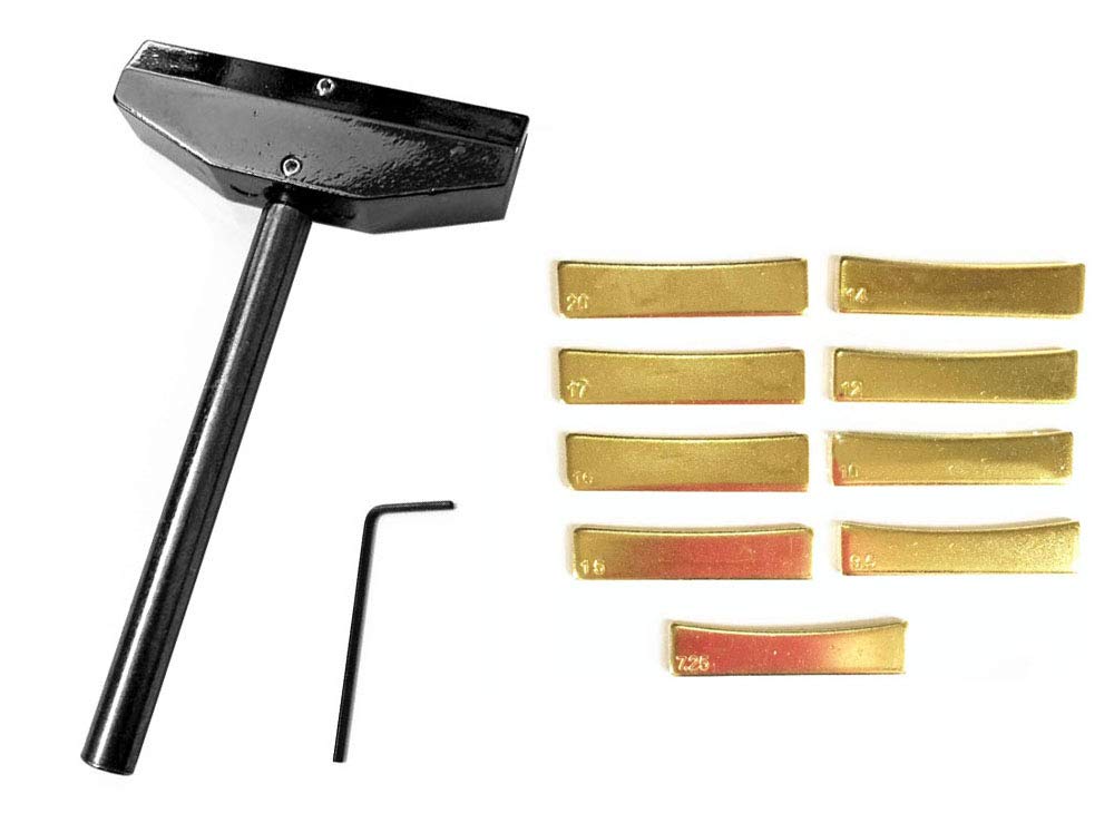Jiayouy Luthier Tools Set Guitar Bass Fret Press Caul Fingerboard Pressing Tool + 9Pcs Brass Radian Fret Inserts with Hex Wrench - Black